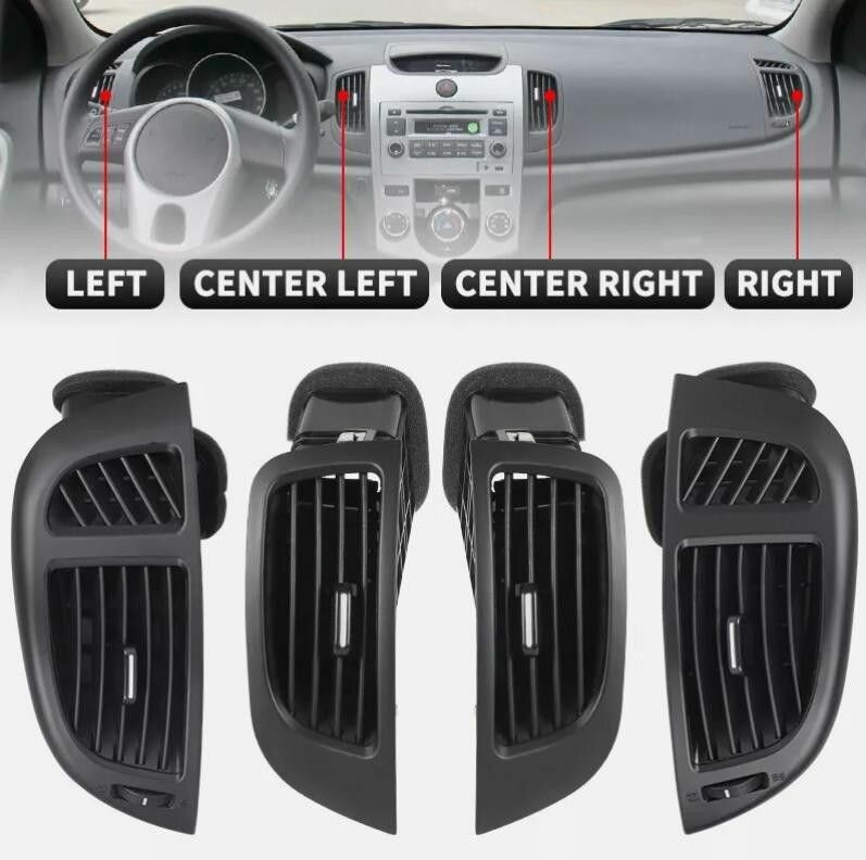 Воздуховыпуск кондиционера Kia Forte Cerato 2010-2013, передняя панель, прямая замена, черный, OEM 974301x500