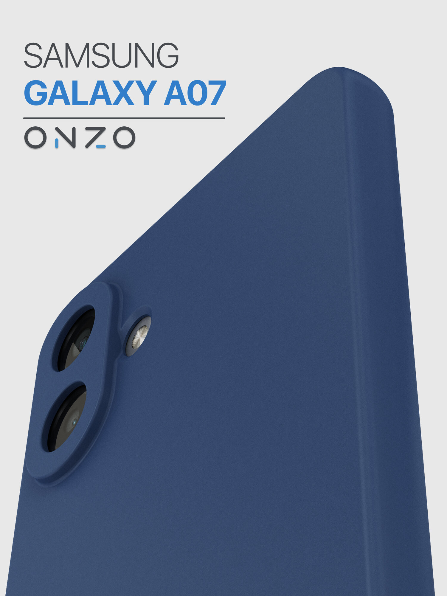 Матовый чехол на Samsung Galaxy A07 / Самсунг галакси А07 с защитой камеры, тонкий, синий матовый