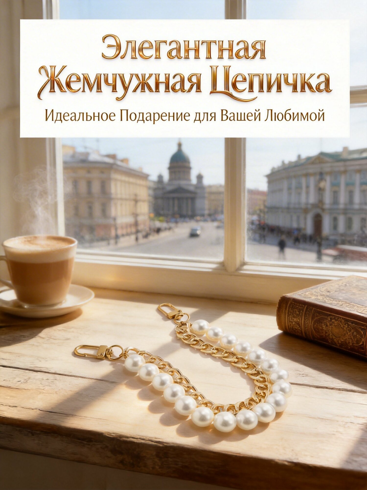 Цепочка для сумки, шикарный аксессуар с двойным слоем искусственного жемчуга и металлическими бусинами на клипсах, длина 24 см