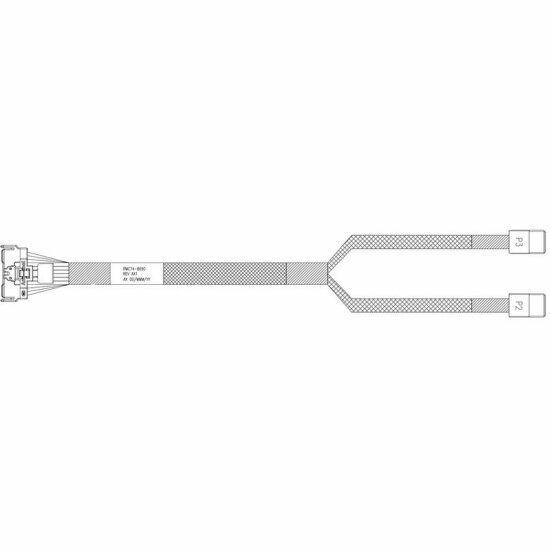 Кабель Amphenol RMC74-8690 Cable MCIO x8 74P (прямой) - 2x HD MiniSAS 4i 36P (SFF8643 прямой) 80 см