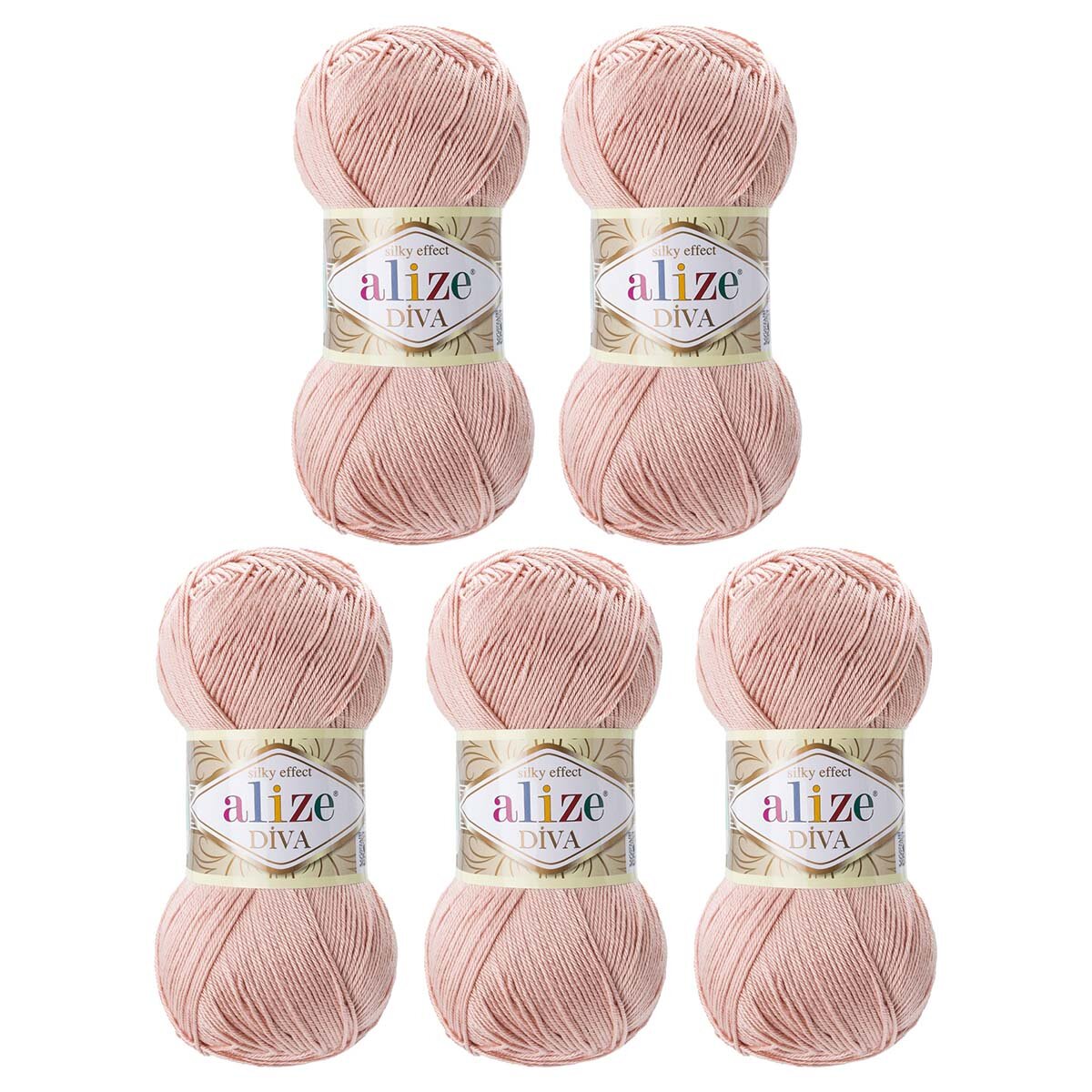 Пряжа для вязания ALIZE 'Diva' 100гр. 350м. (100% микрофибра) ТУ (161 нежно-розовый), 5 мотков