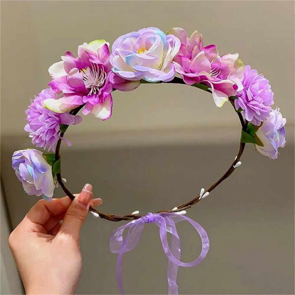 Женский цветочный ободок Boho Сиреневый, 2