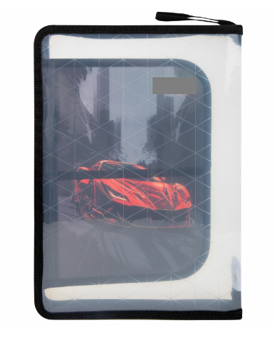 Папка для труда на молнии А4, 1 отделение, прозрачная, органайзер, Red car