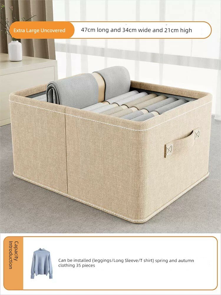Складной хлопковый органайзер для одежды, бежевый, 47x34x21см, комплект из 3 шт. для шкафа