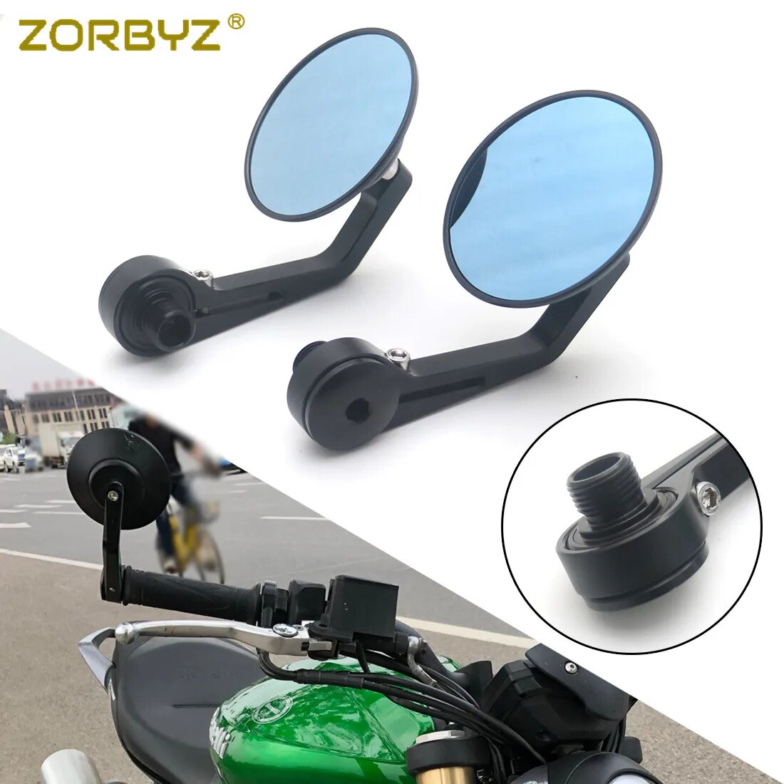 ZORBYZ мотоциклетные алюминиевые круглые зеркала с боковой резьбой для руля Benelli Leoncino 500 800 502c 752s