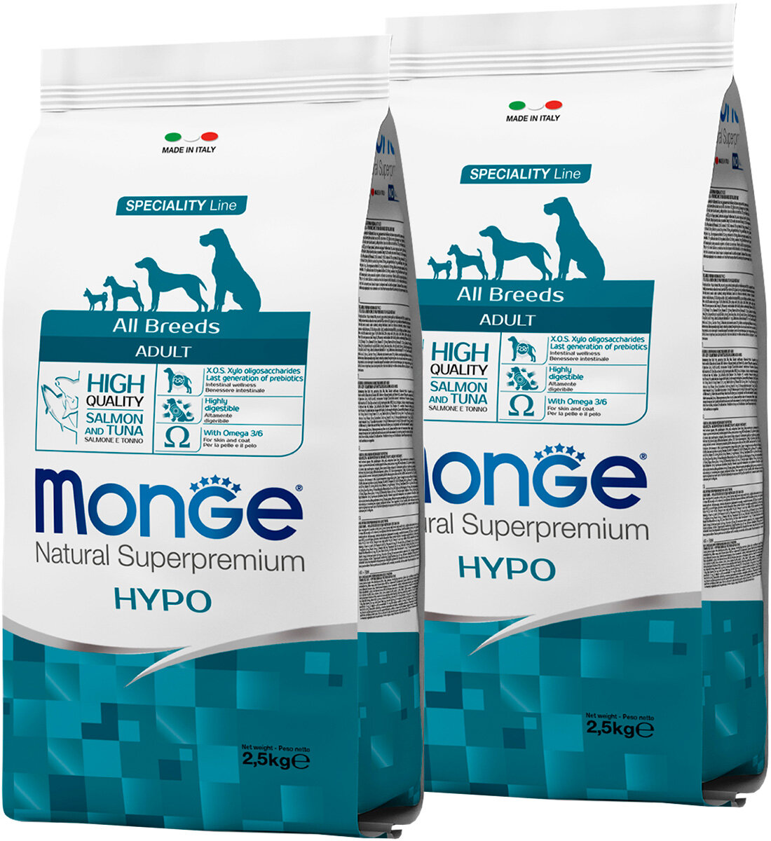 Корм сухой Monge Speciality Dog Hypo Salmon для взрослых собак всех пород при аллергии, лосось, тунец, 2,5 кг 2 шт