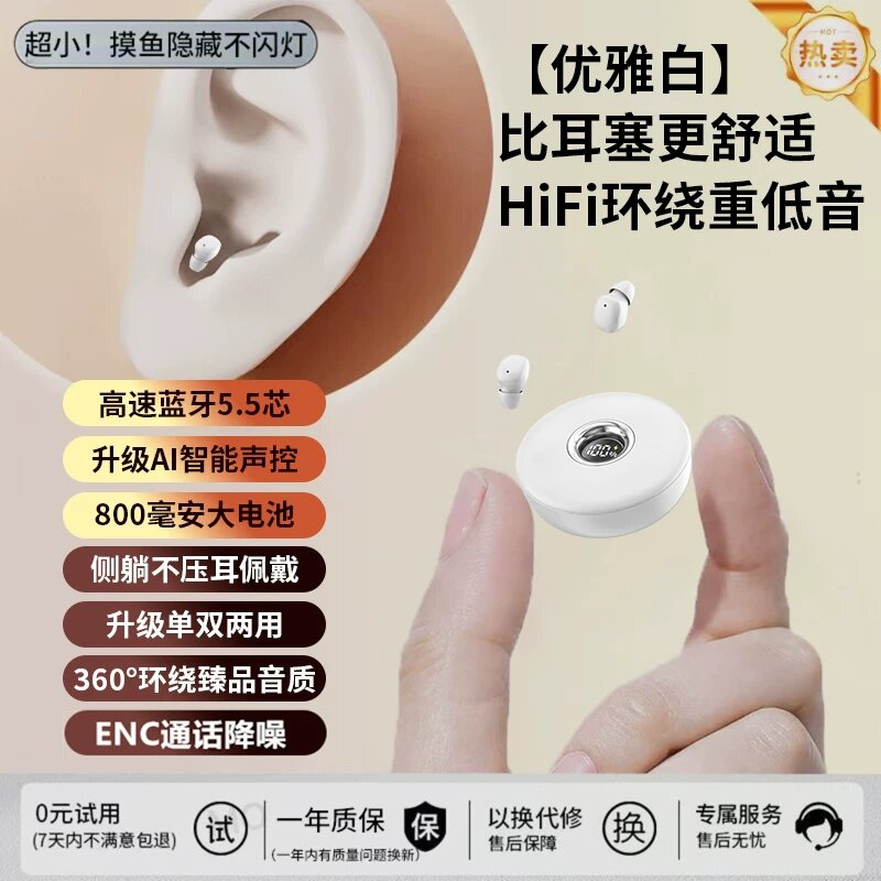 Мини-наушники-вкладыши Bluetooth 5.5 с ИИ-управлением голосом, сенсорным управлением, режимом моно/стерео и длительным