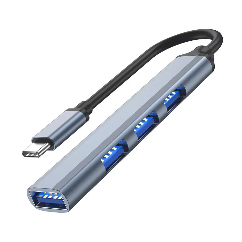 USB-C хаб 5 в 1 серый алюминиевый