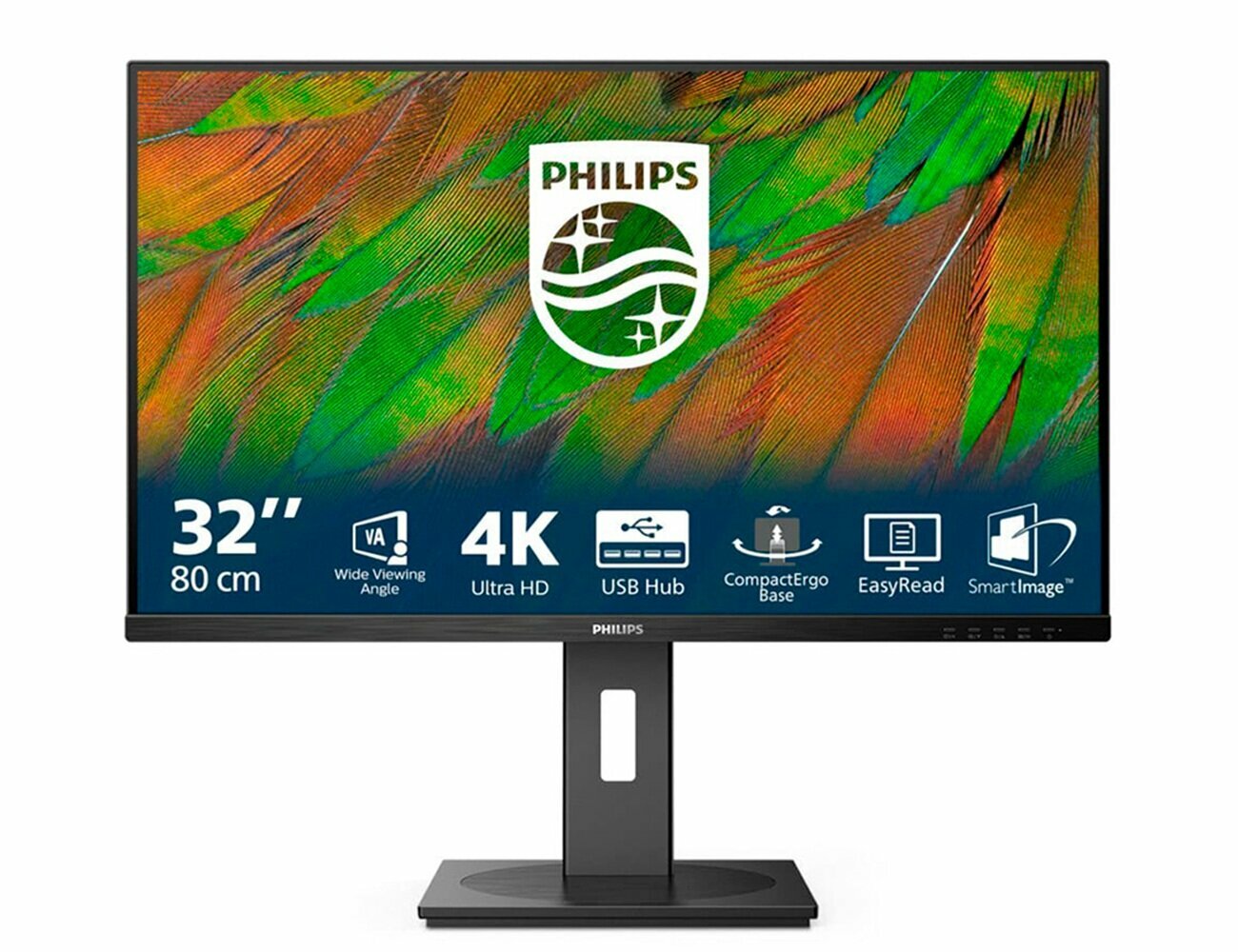 Монитор Philips 32B1U3900, диагональ 32", разрешение 3840x2160, черный