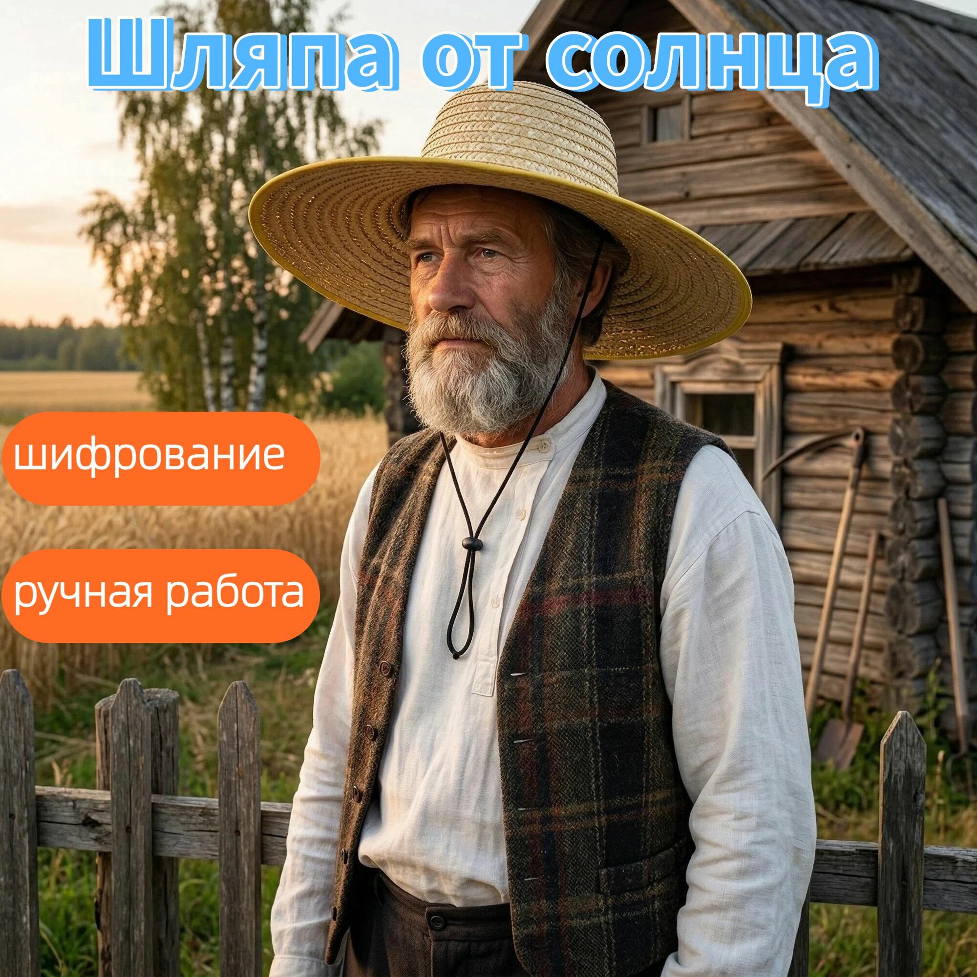 Соломенная шляпа, ручная работа, с большим карнизом, бежевая