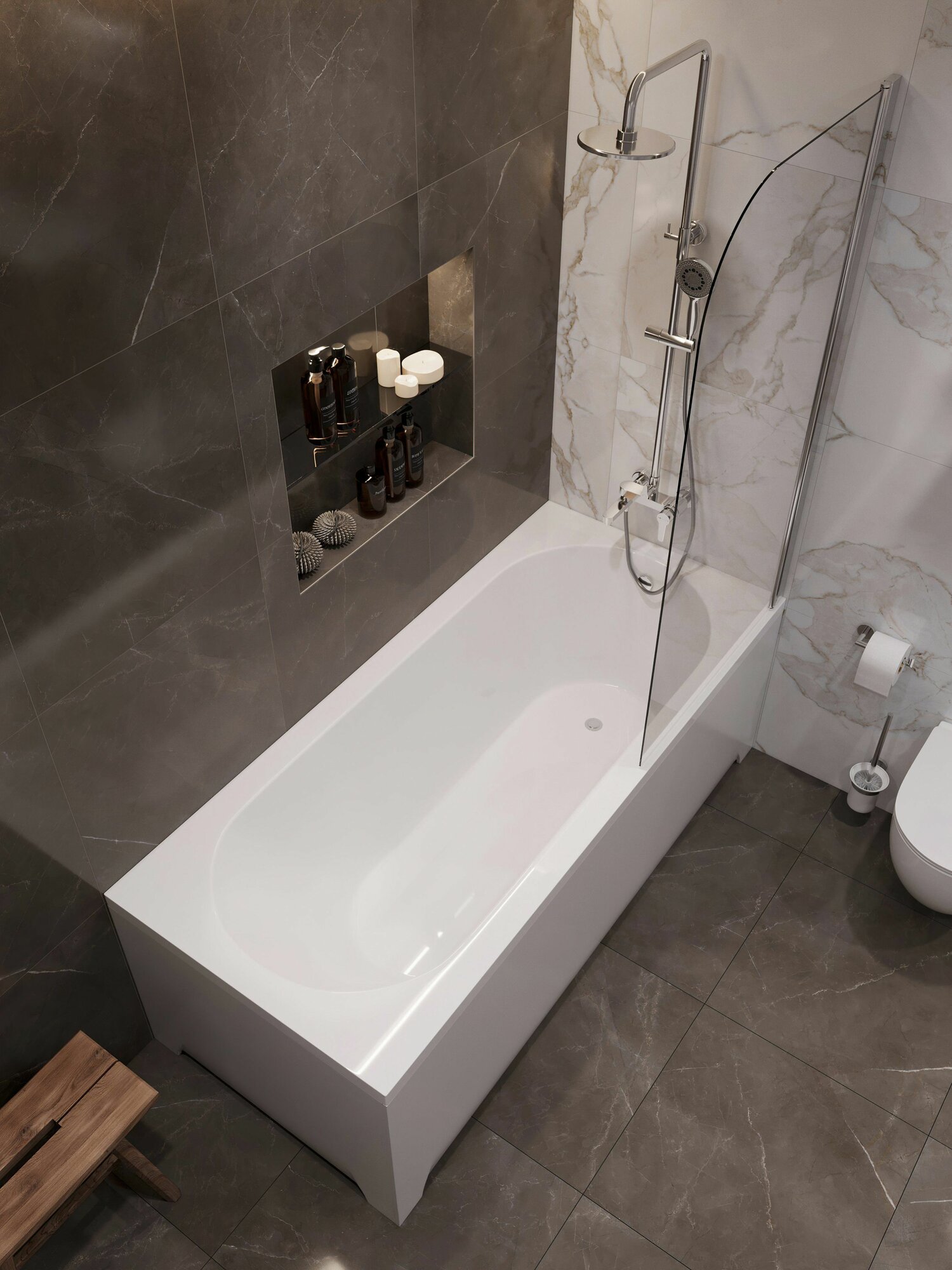 Ванна из литьевого мрамора Aquanet "лагуна" Stone 180х80 AQ-00332894