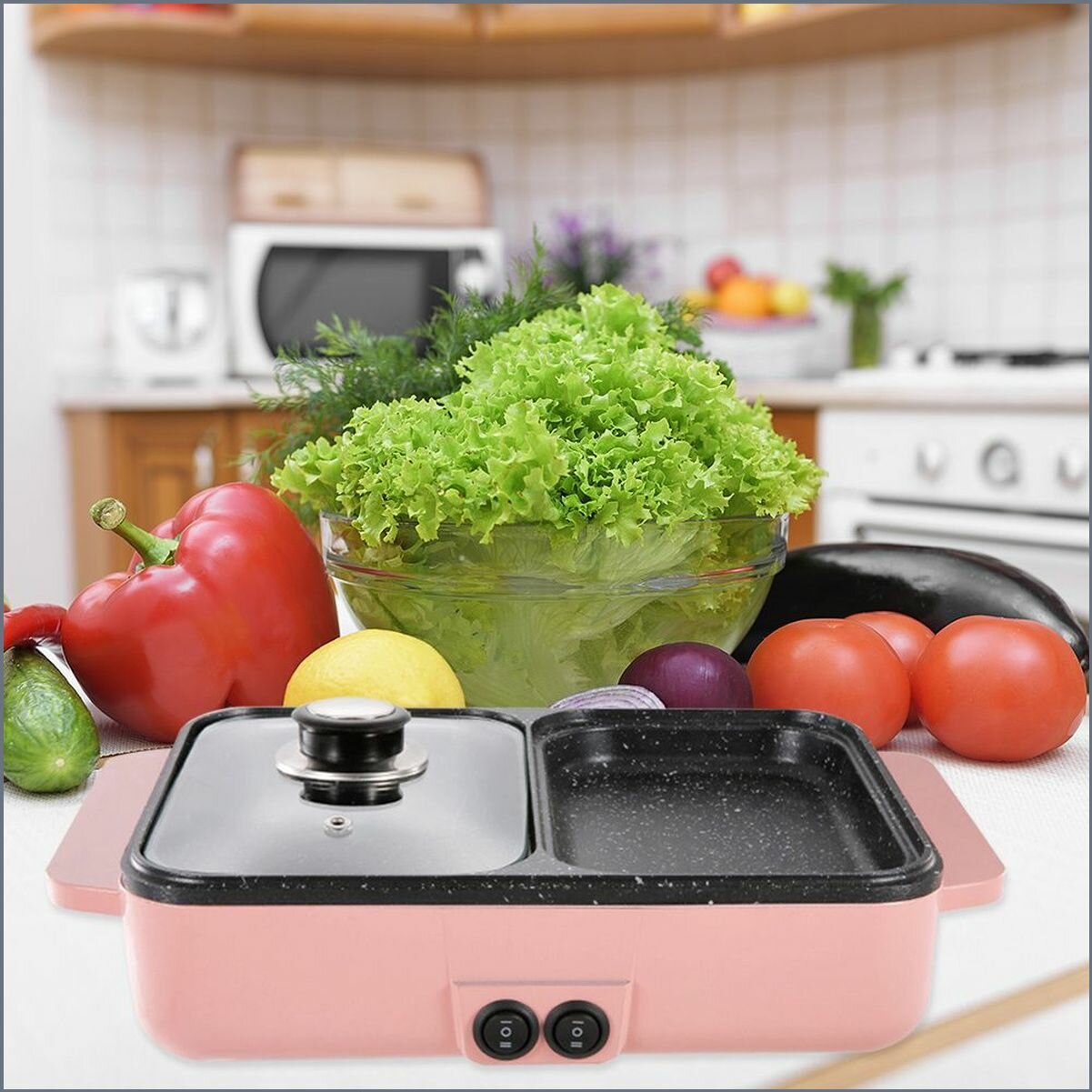 Сковорода-гриль YK4GG6WB0BR8QE7AN9-G4QZYJQSIX, с крышкой, с фиксированной ручкой