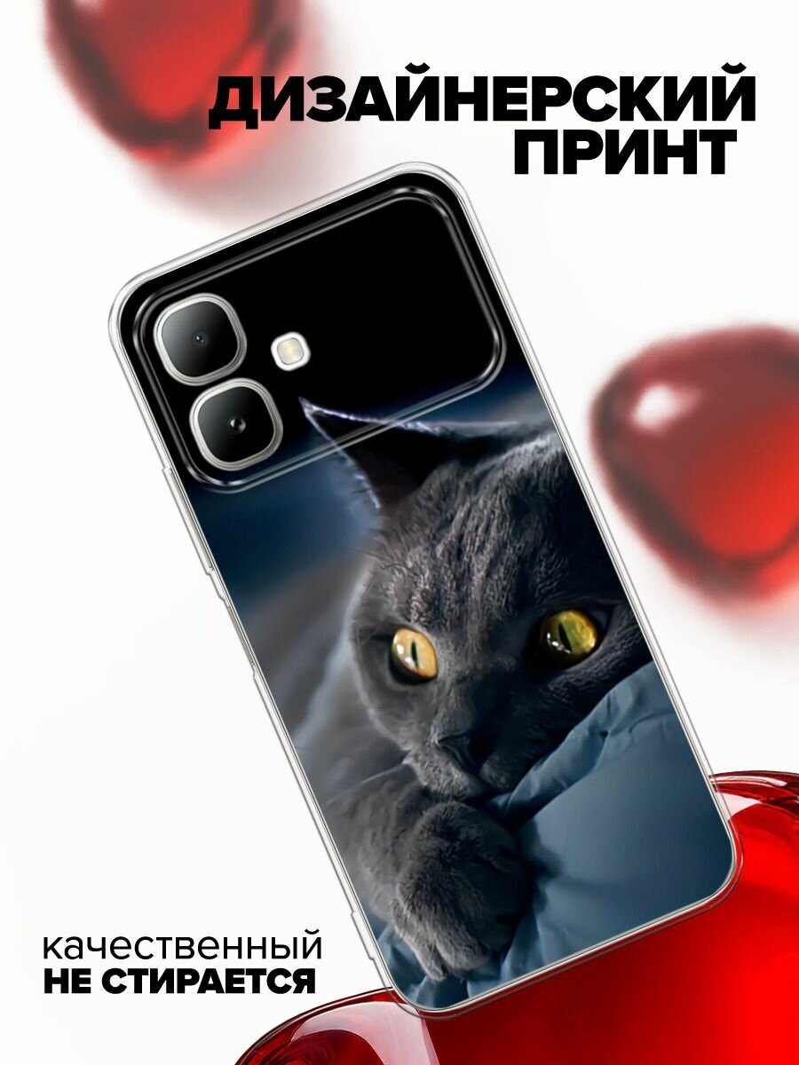 Чехол на Infinix Smart 20 / Инфиникс Смарт 20 с принтом Кот на кровати — фото 1