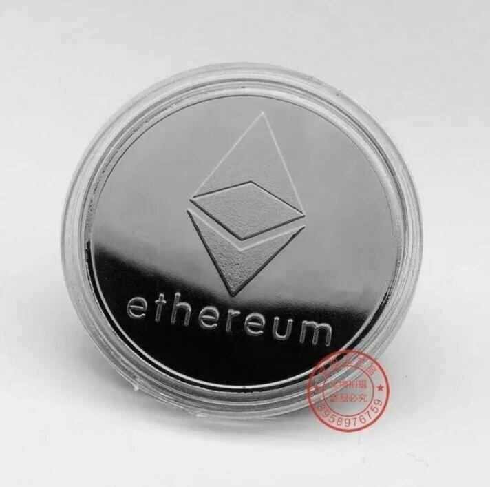 Эфириум silver коллекционная сувенирная монета в чехле, ETH, Ethereum Эфир