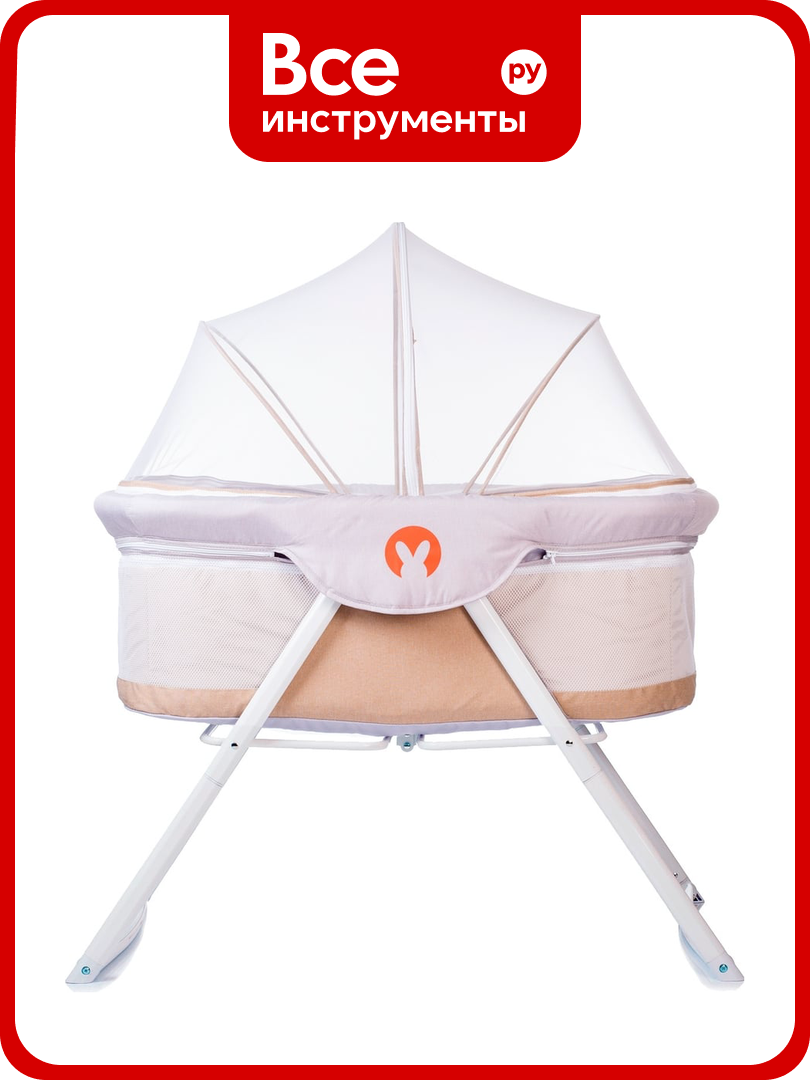 Кровать-колыбель Babyhit CARRYCOT-BEIGE 4607159168573, с набивкой, МДФ корпус, тканевая обивка, стиль кантри