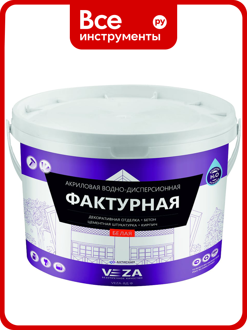 Фактурная акриловая водно-дисперсионная краска Veza 050ВДФ