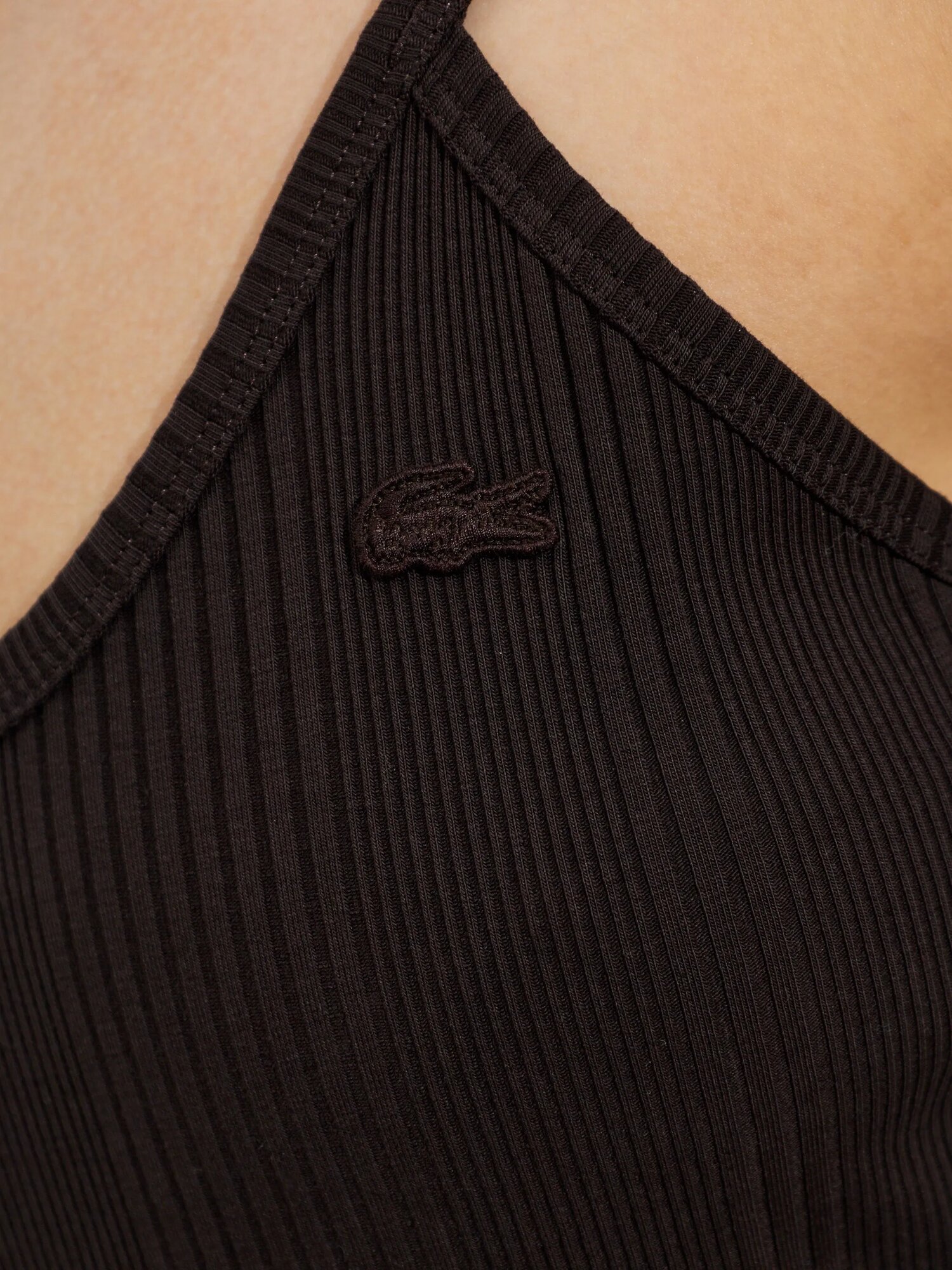 Платье LACOSTE Ribbed-knit logo-patch dress, размер 38 EU, коричневый — фото 1