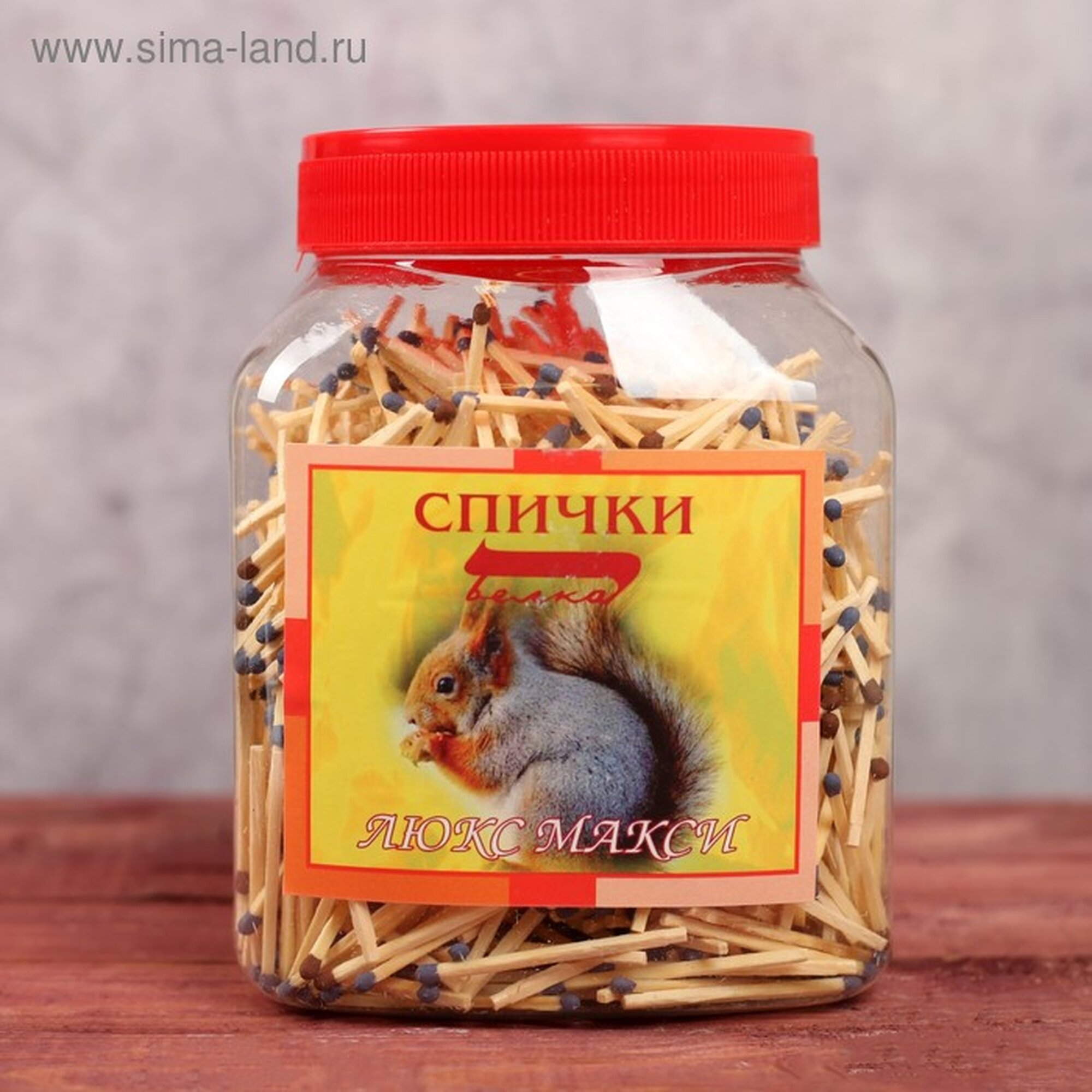 Спички наполнением Сима-ленд люкс, ПЭТ-банка, 1100 шт, красный цвет