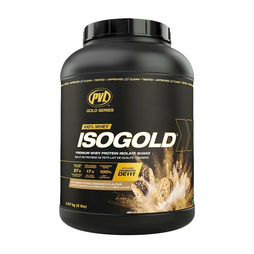 PVL Iso Gold 5 фунтов Клубничный молочный коктейль. Для восстановления и роста мышц. Произведено в Канаде