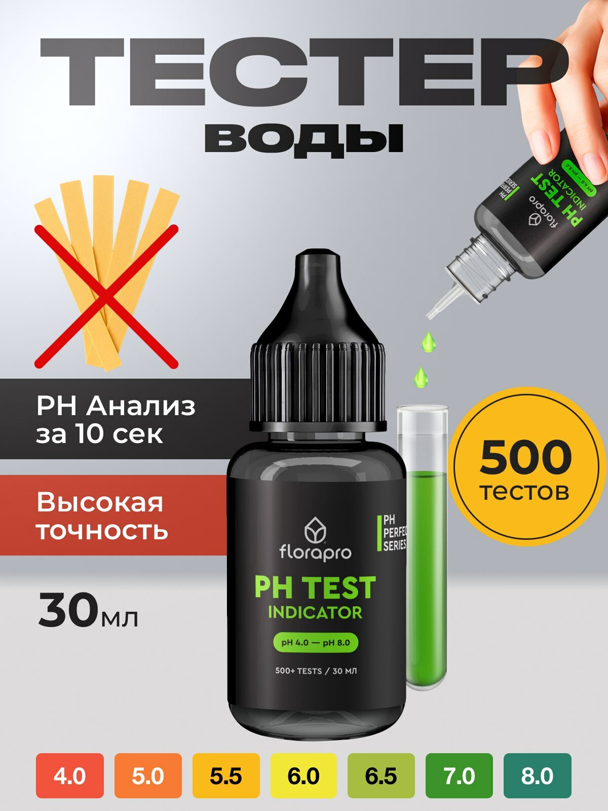 Ph метр, лакмусовая бумага для измерения рн, тестер воды 30мл тестер рН лакмусовая бумага для воды измерение кислотности