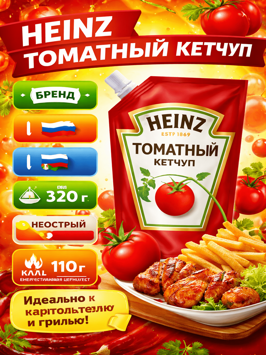 Кетчуп Heinz Томатный, 320г