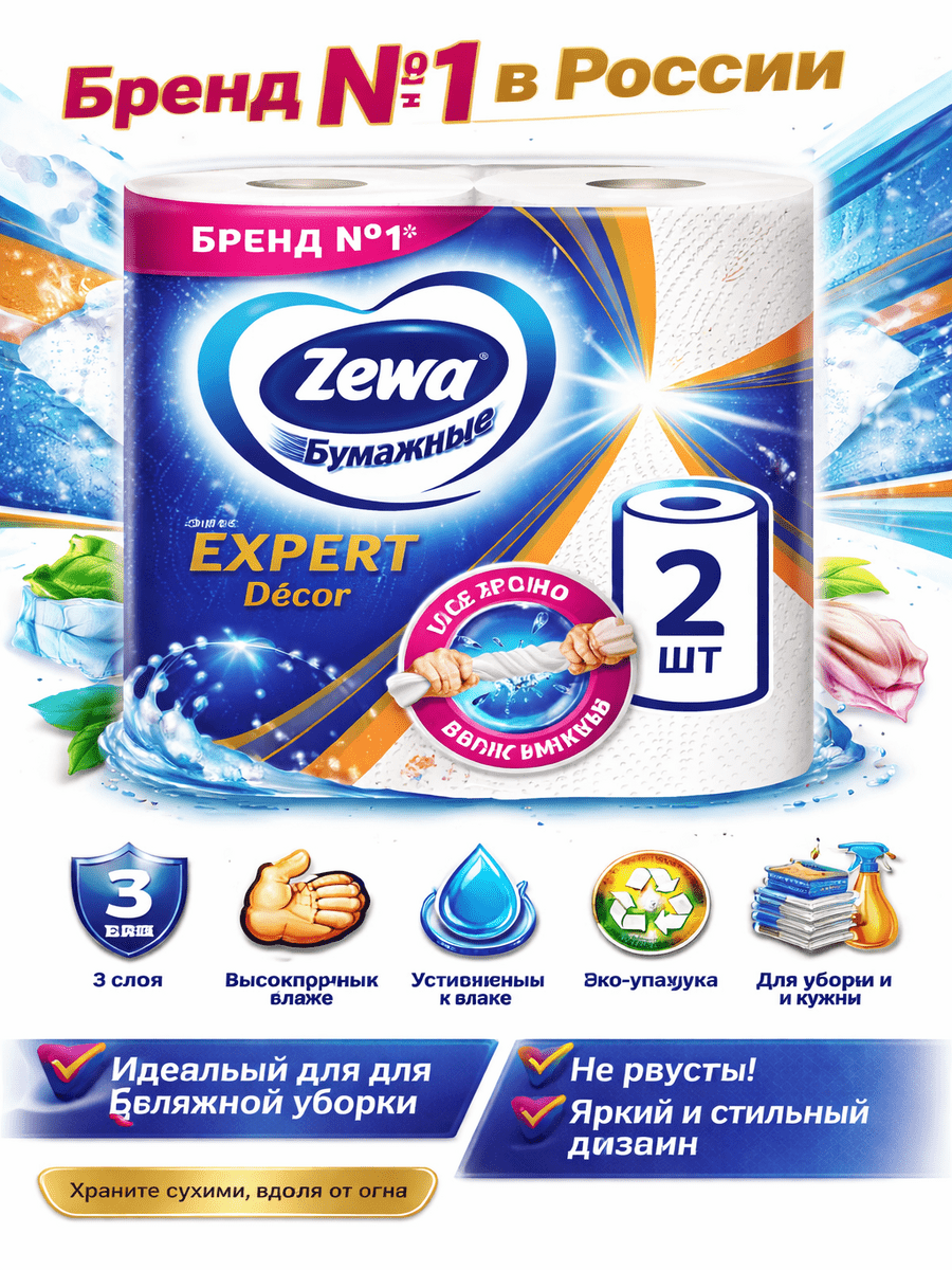 Бумажные полотенца Zewa Expert Decor, 2шт