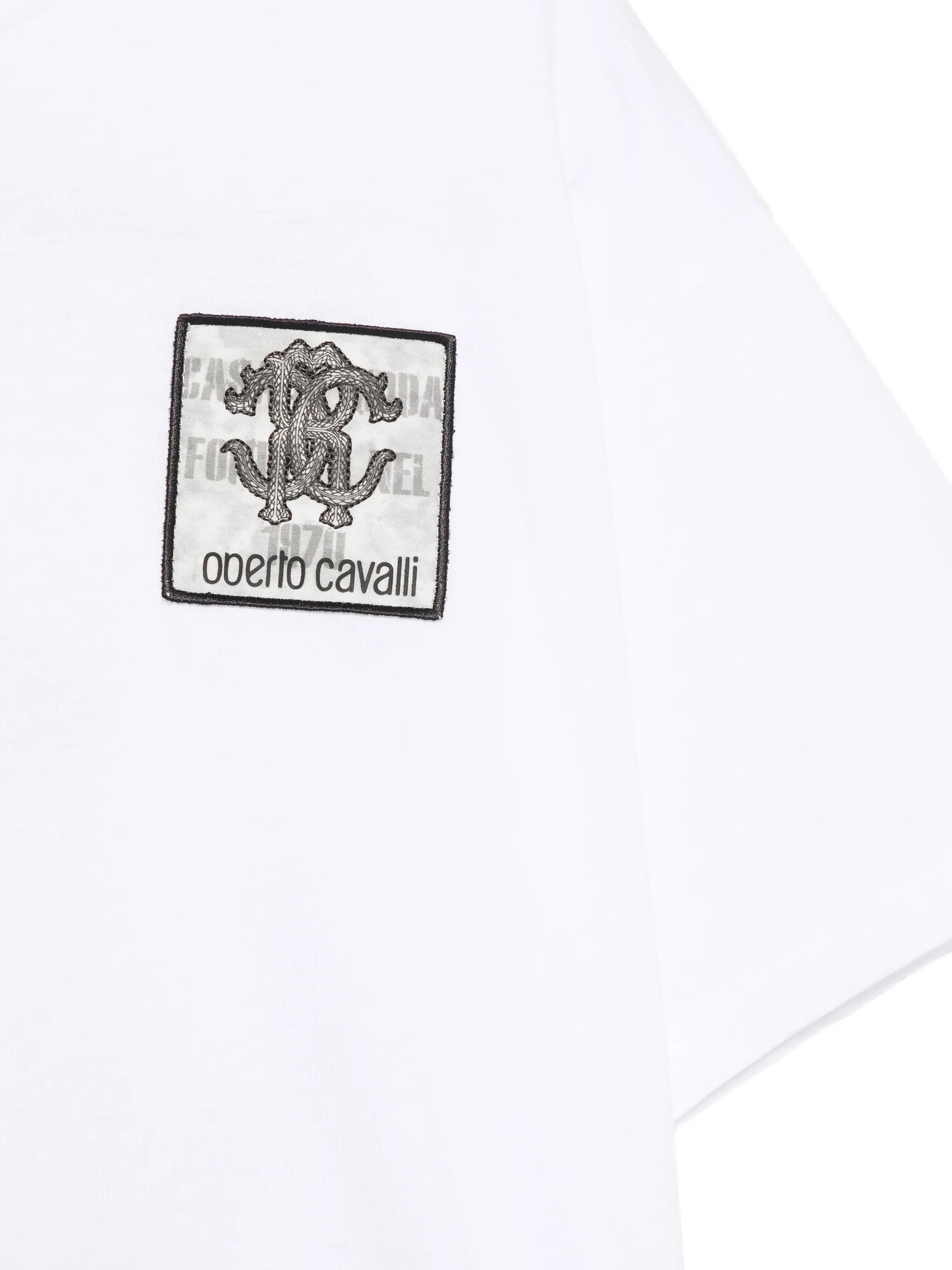 Футболка Roberto Cavalli Logo-patch T-shirt, размер 152, бежевый/белый — фото 1