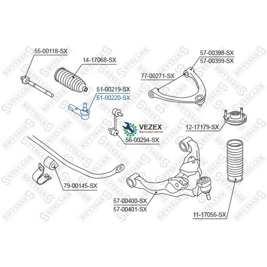STELLOX 5100220SX наконечник рулевой ! правый\ Nissan Armada SE/LE 05>, Infiniti QX56 04>