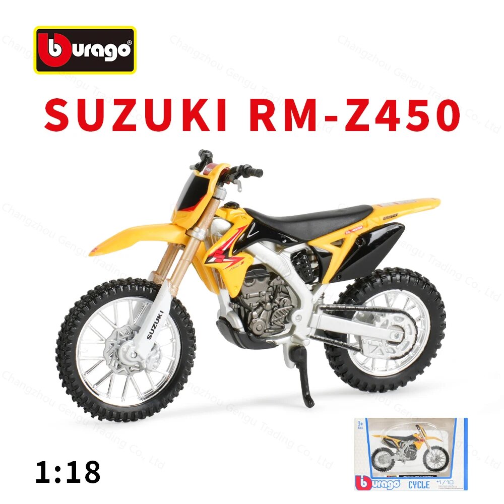 Bburago Suzuki RM-Z450 металлическая модель мотоцикла 1:18