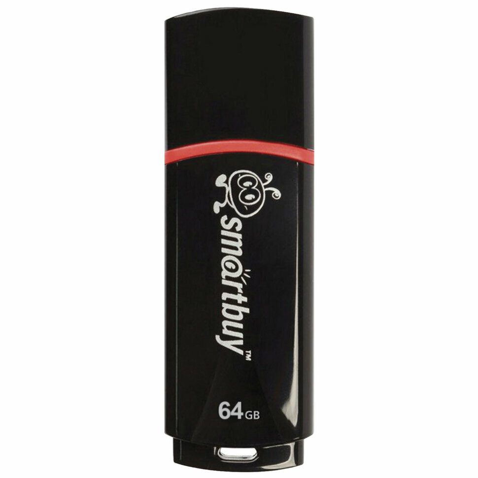 Флеш-диск 64 GB, SMARTBUY Crown, USB 2.0, черный, SB64GBCRW-K, 512783