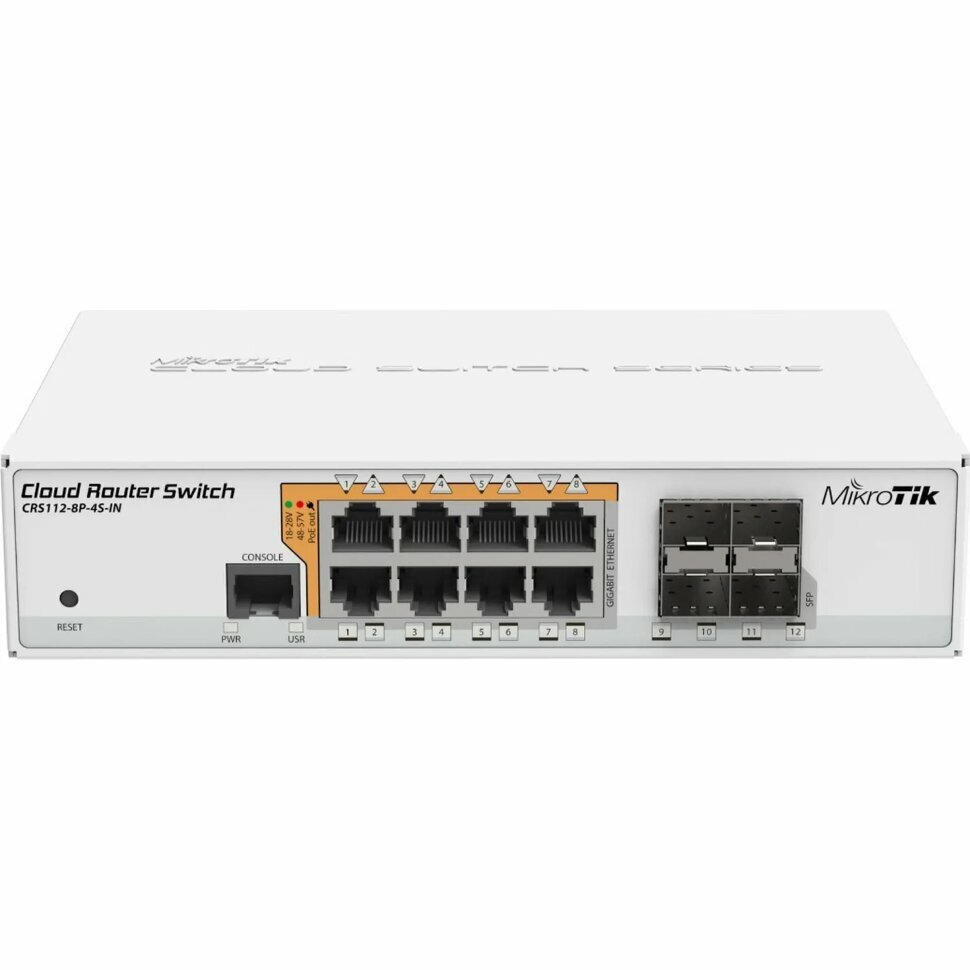 Коммутатор MikroTik CRS112-8P-4S-IN 8х10/100/1000 Ethernet, 4 x SFP ports, 1985367