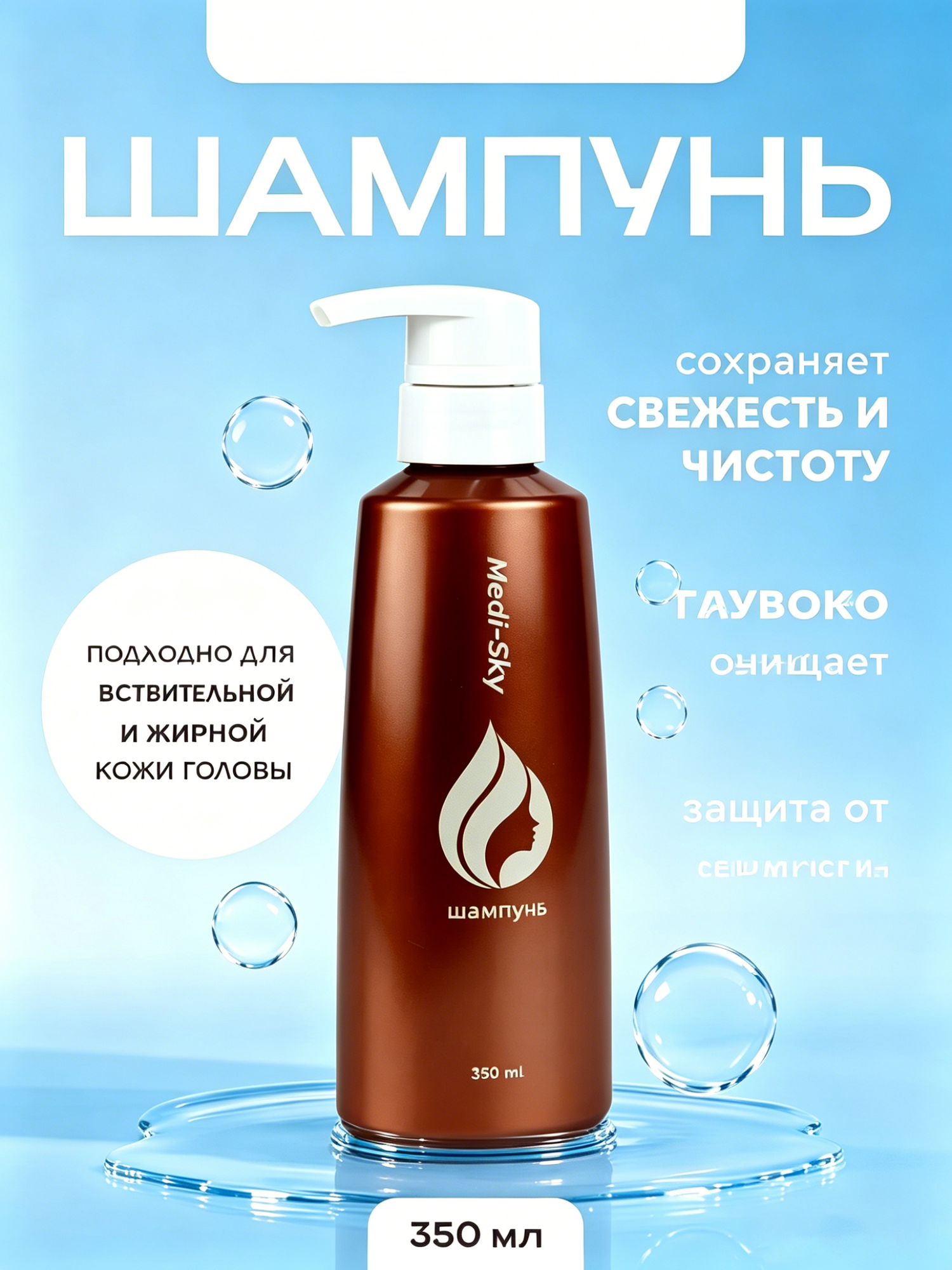 Шампунь для объема волос против перхоти Medi-Sky, 350 мл