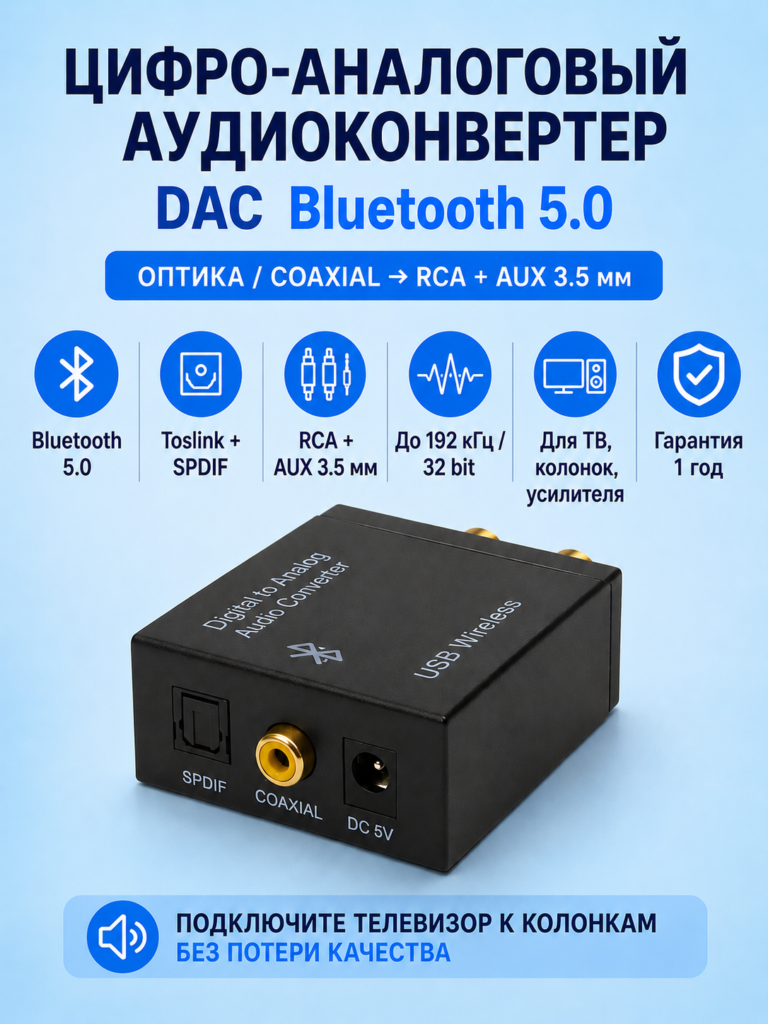 Конвертер оптика RCA тюльпаны Optical SPDIF Toslink Coaxial Digital TV dvd телевизор Ps5 PS4 PS3 XBOX соундбар