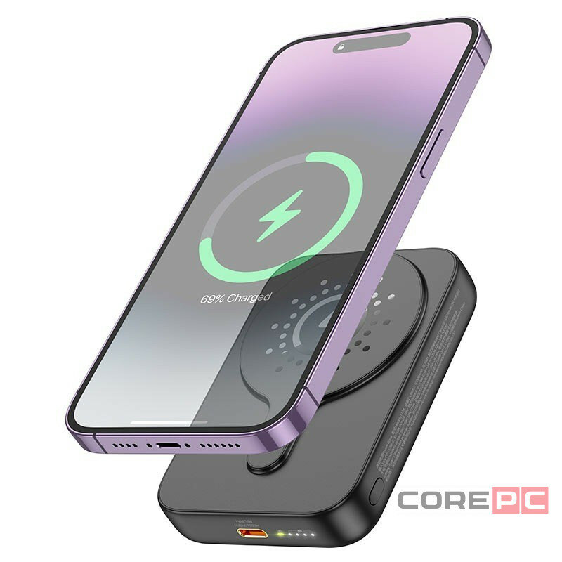 Powerbank с беспроводной зарядкой Hoco J117A Magnetic Wireless 10000mAh 20W черный