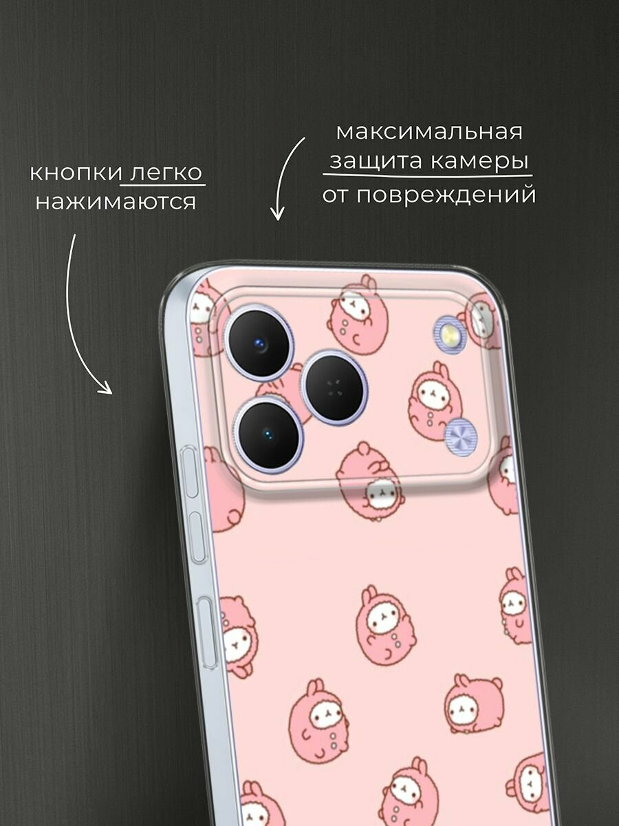 Чехол на Tecno Spark 50 / Текно Спарк 50 с принтом Зайчики в капюшонах — фото 1