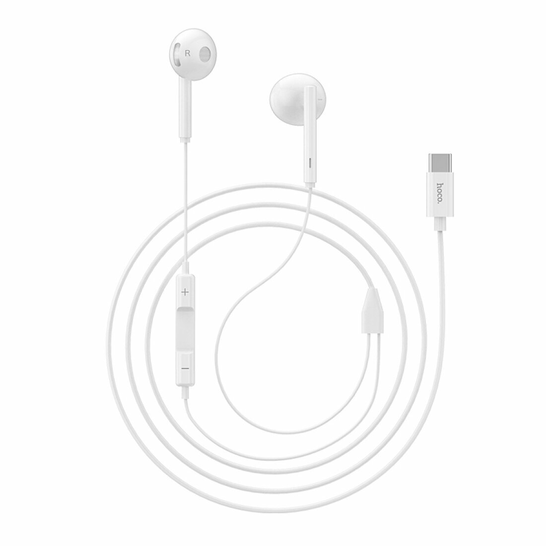 Проводные наушники L10, Type-C, HOCO, вакуумные с микрофоном, белые