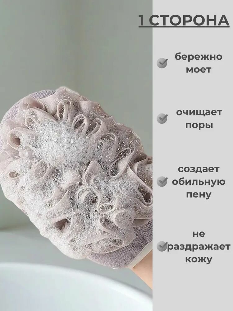 Набор мочалок для тела 2 штуки, цвет розовый и голубой, массажная, для душа ванной бани сауны, женская мужская детская