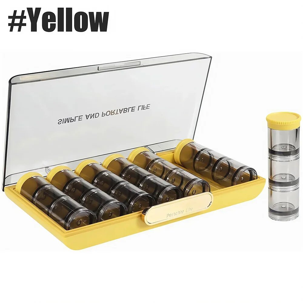 Еженедельный органайзер для таблеток Желтый, Yellow