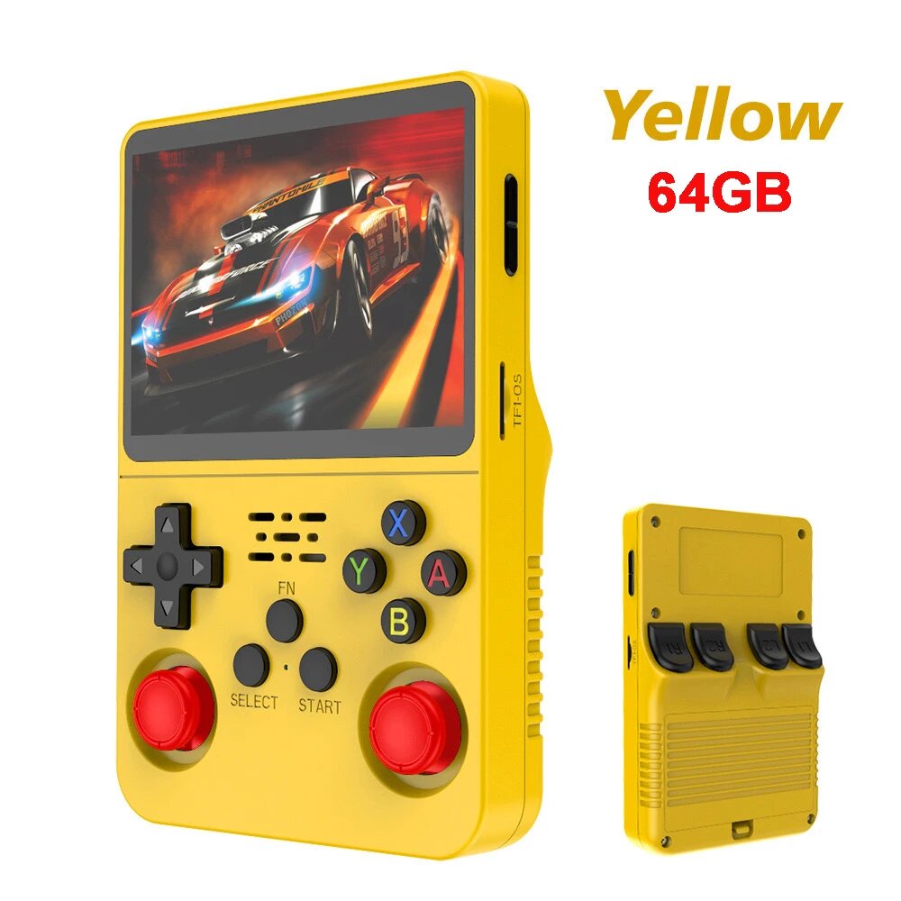 Портативная игровая консоль R36S, 64GB, Yellow