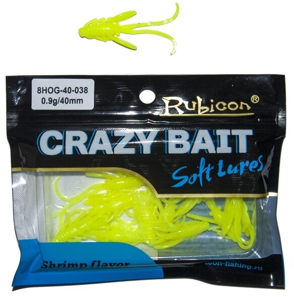 Съедобная силиконовая приманка RUBICON Crazy Bait HOG 0.9g, 40mm, цвет 038