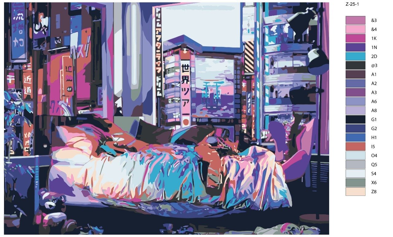 Картина по номерам Z25 "Спальня в Токио", 40x60 см