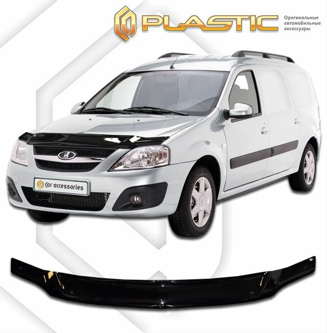 Дефлектор капота ВАЗ Lada Largus Фургон 2012 2021 Черный глянцевый СА Пластик