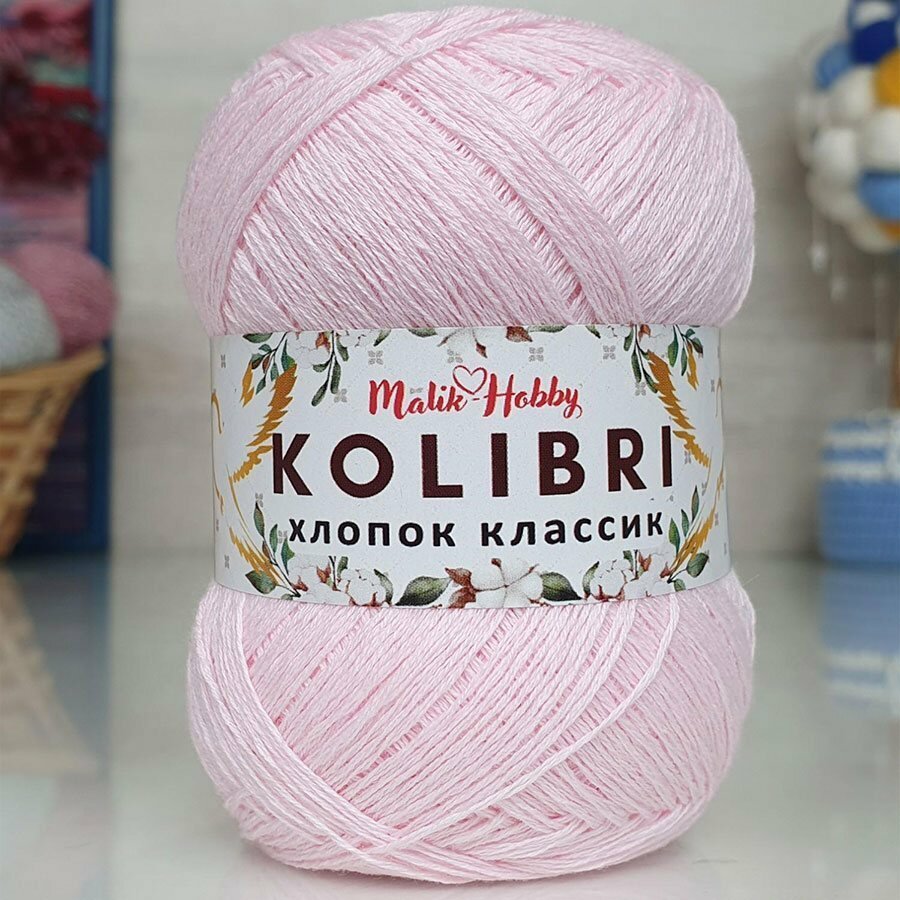 Пряжа M&h KOLIBRI хлопок классик 004 неж. розовый (2 мотка)
