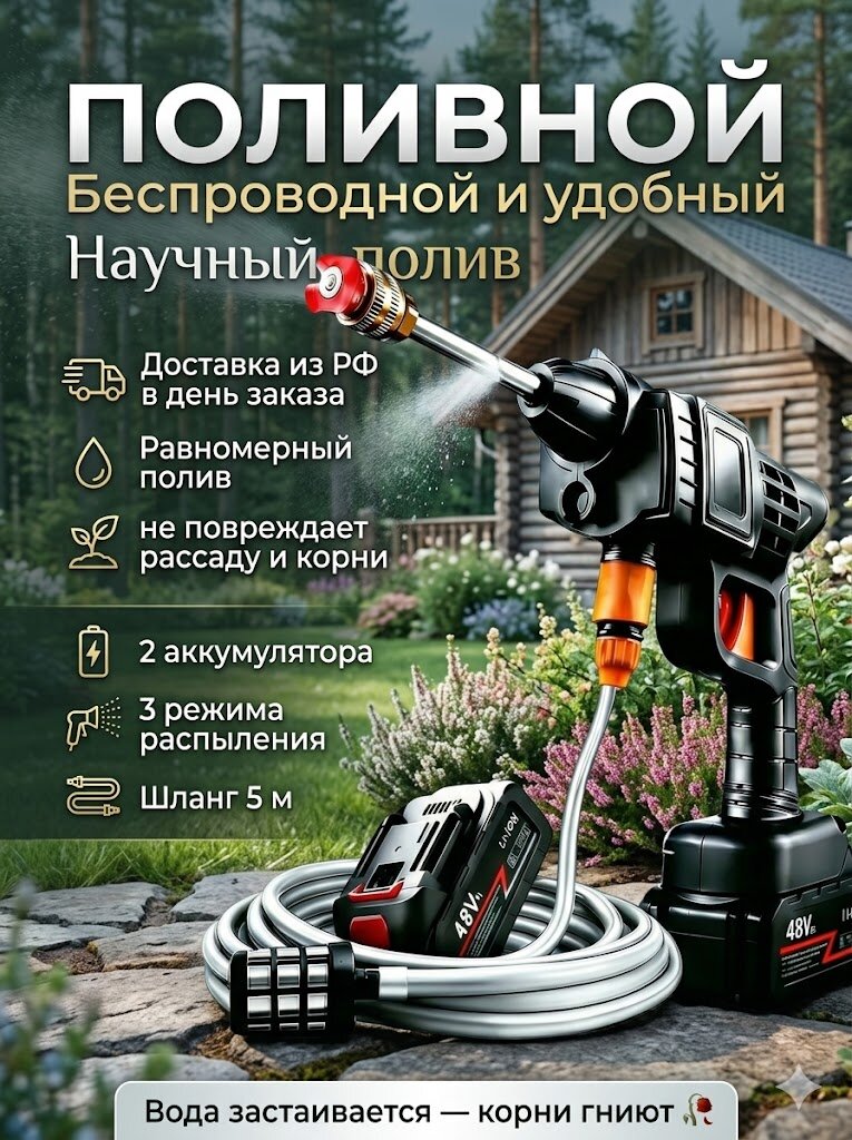 Насос аккумуляторный для полива из бочки, 48V