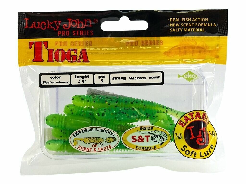 Виброхвосты съедобные искусственные Lucky John Pro Series TIOGA, вкус макрель (11,4 см (4.5in), 5 шт)