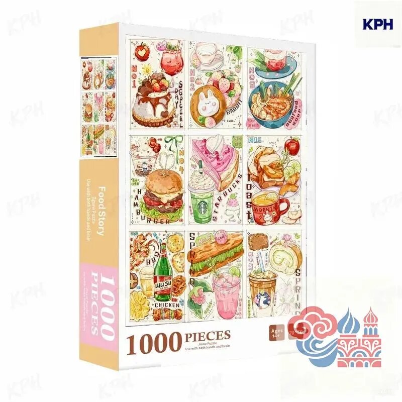 Сказки о еде Пазл 1000 деталей Развивающая игрушка для взрослых и детей Подарок ручной работы
