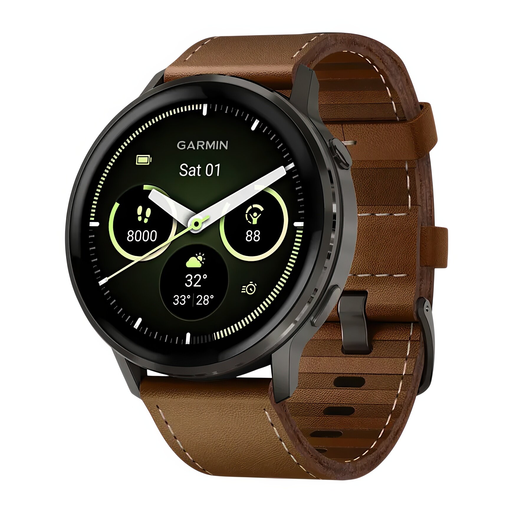 Умные часы Garmin Venu 4 45mm Slate Bezel With Black Silicone Band and Brown Leather Band