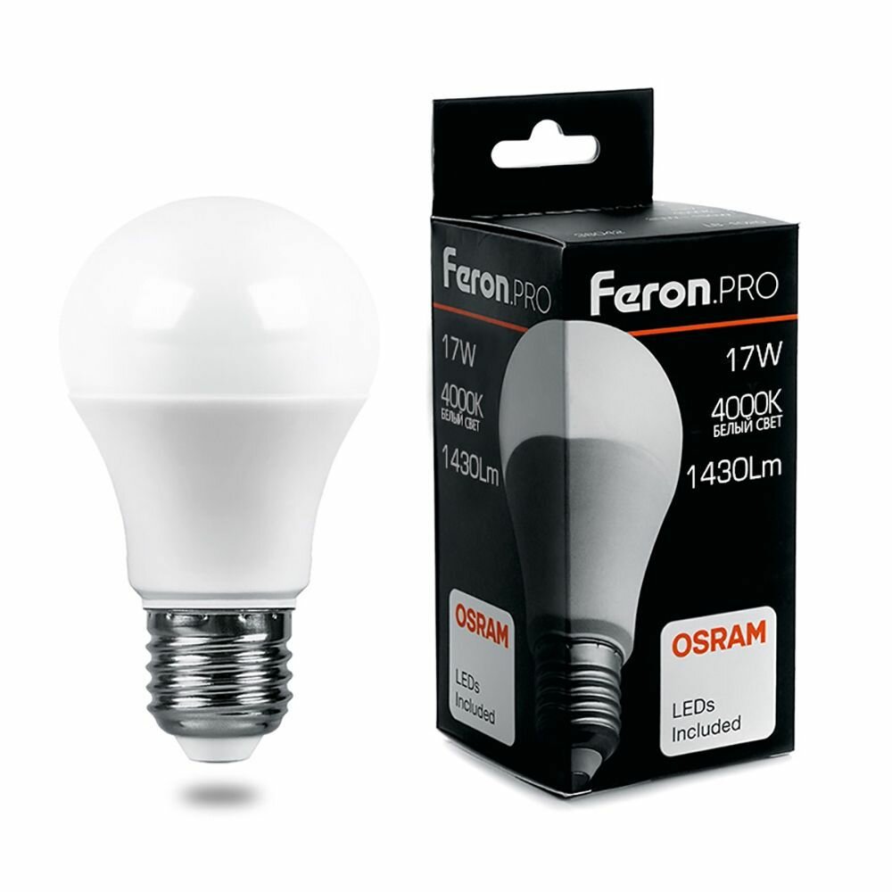 Лампа светодиодная LB-1017 Шар E27 17W 175-265V 4000K комплект 3 штуки, Feron.PRO 38039