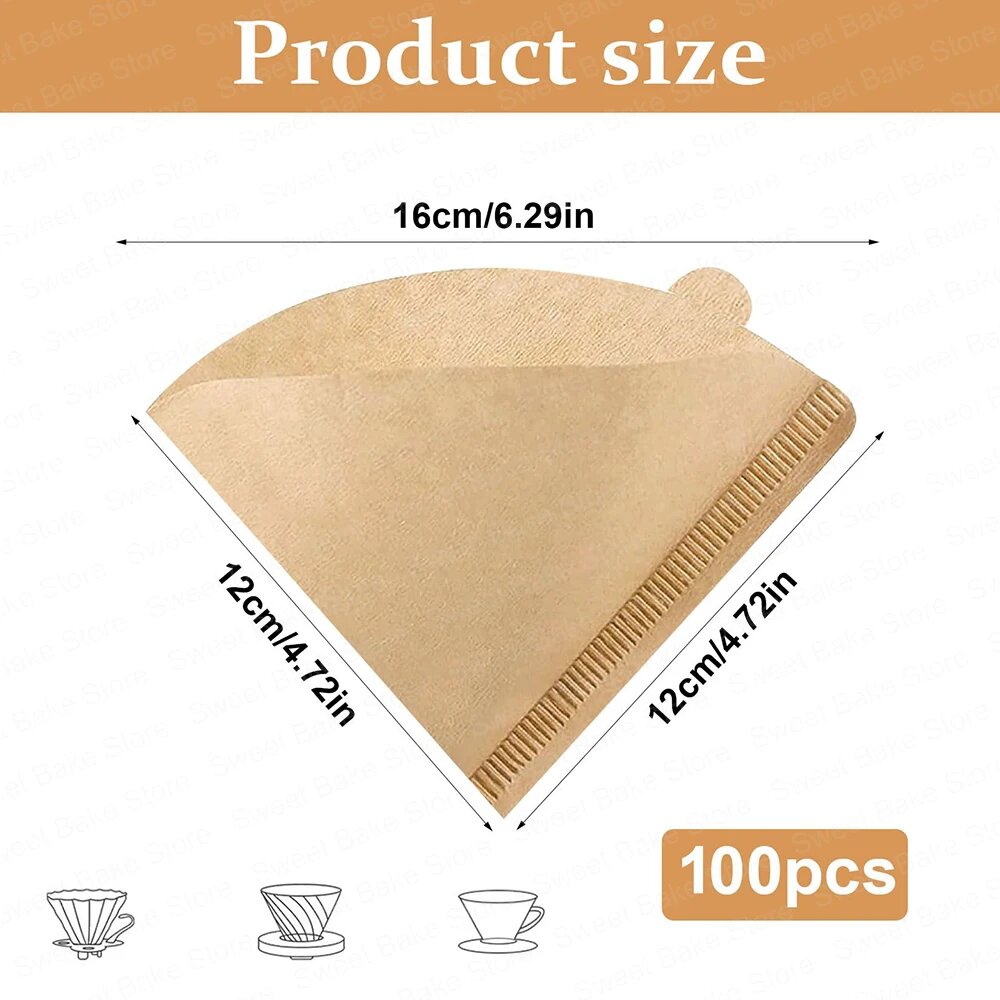 Фильтровальная бумага для кофе V60, размер 02 V-shape 100pcs
