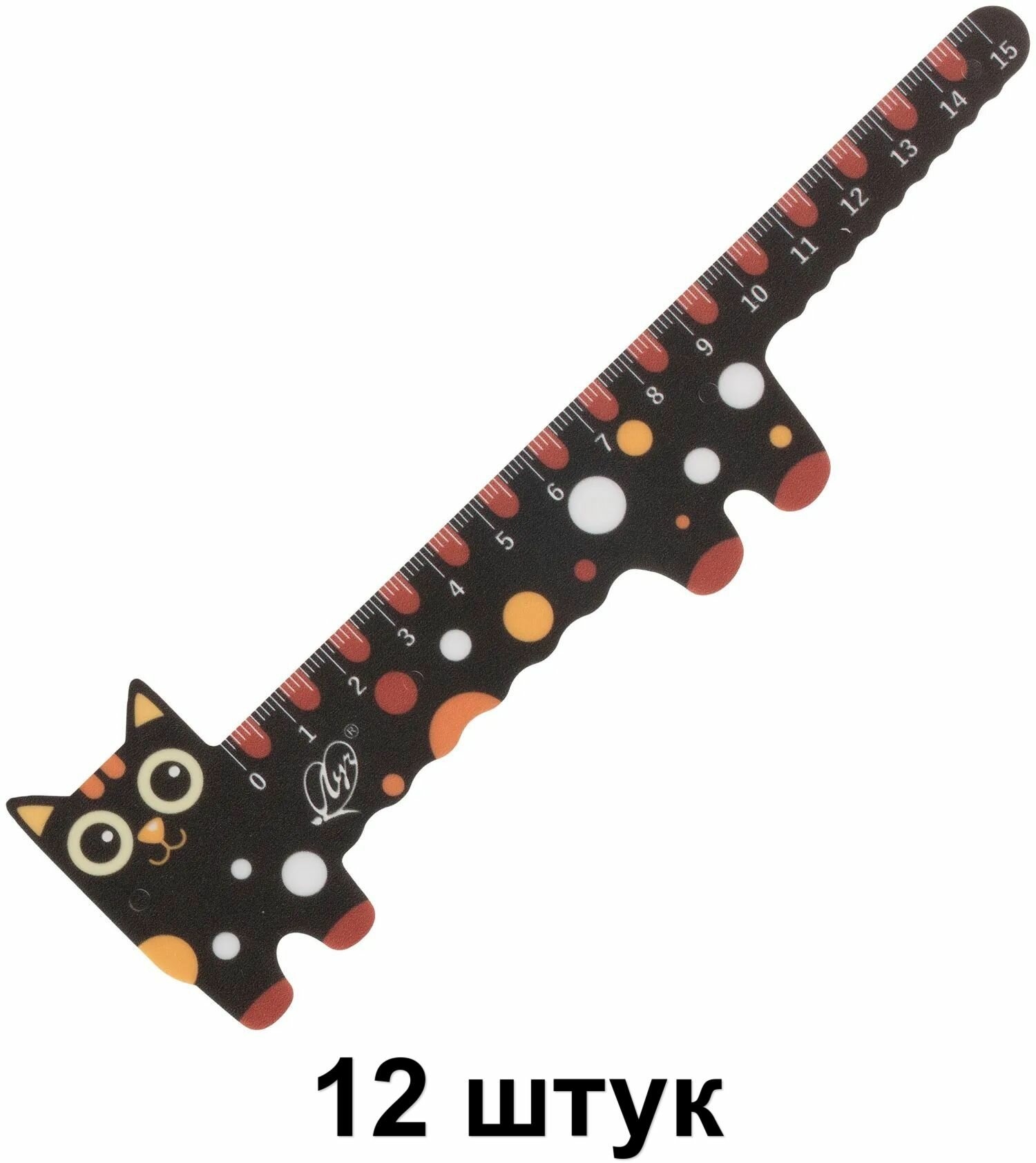 Луч Линейка фигурная "Кот", 15 см, 12 шт